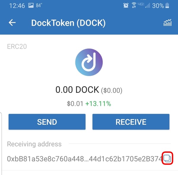 Manage Dock tokens with Trust Wallet | Dock